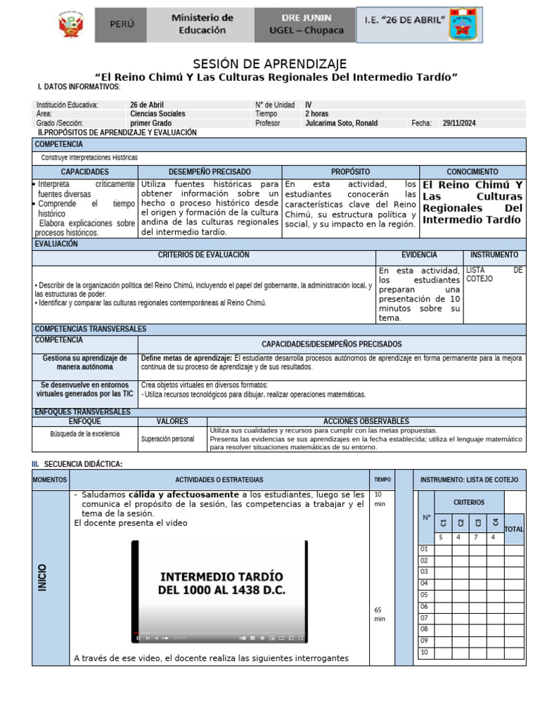 Sesión CCSS 1° SEM 5 | PDF | Evaluación | Aprendizaje