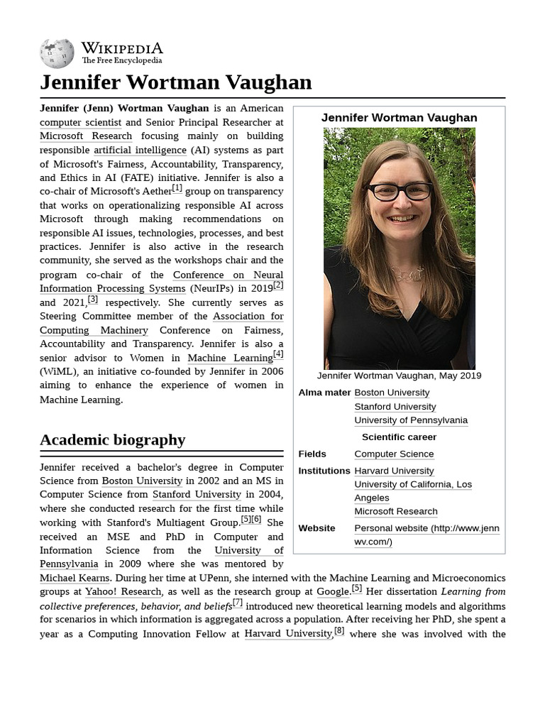 Jennifer Wortman Vaughan | PDF | Cognition | Cognitive Science