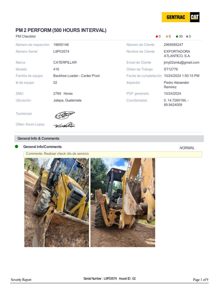 Caterpillar 416 PM 2 Inspection Report | PDF | Vehicle Parts | Vehicle ...
