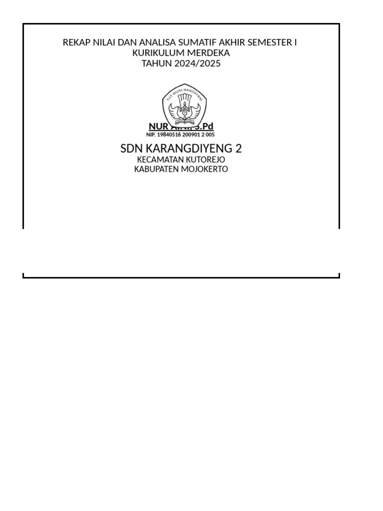 Rekap Nilai Dan Analisa Sas I Tahun 2024 - Kelas 1 | PDF