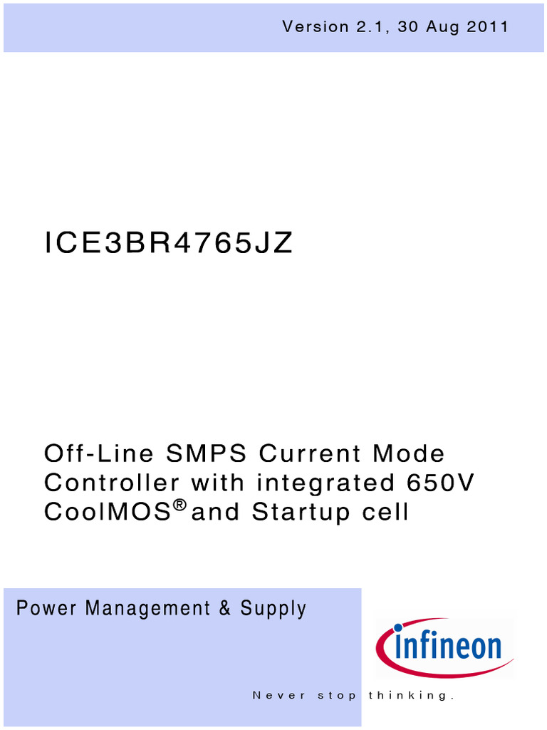 Infineon ICE3BR4765JZ DS v02 01 En-1226674 | PDF | Amplifier | Electromagnetism