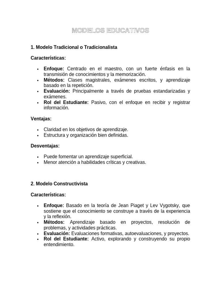 Modelos Educativos | PDF | Aprendizaje | Evaluación