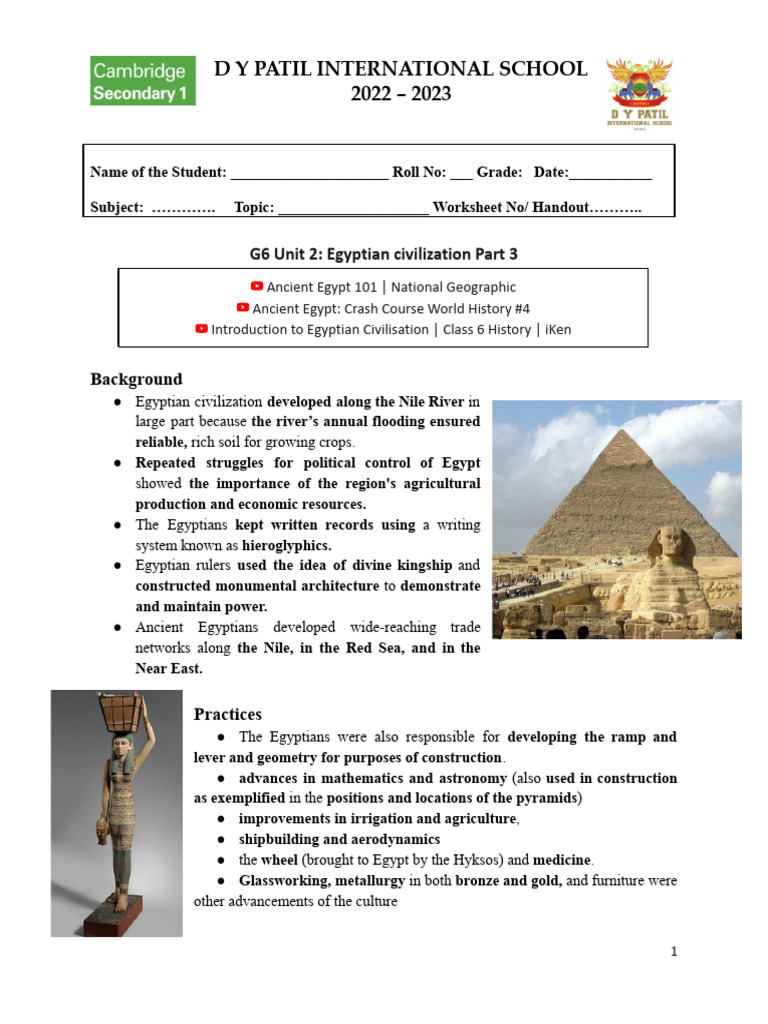 G6_Unit_2__Egyptian_civilization_Part_3 | PDF | Ancient Egypt