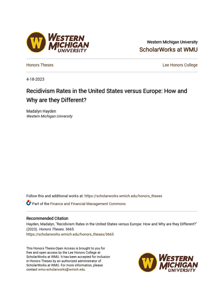 Recidivism Rates in The United States Versus Europe - How and Why | PDF ...