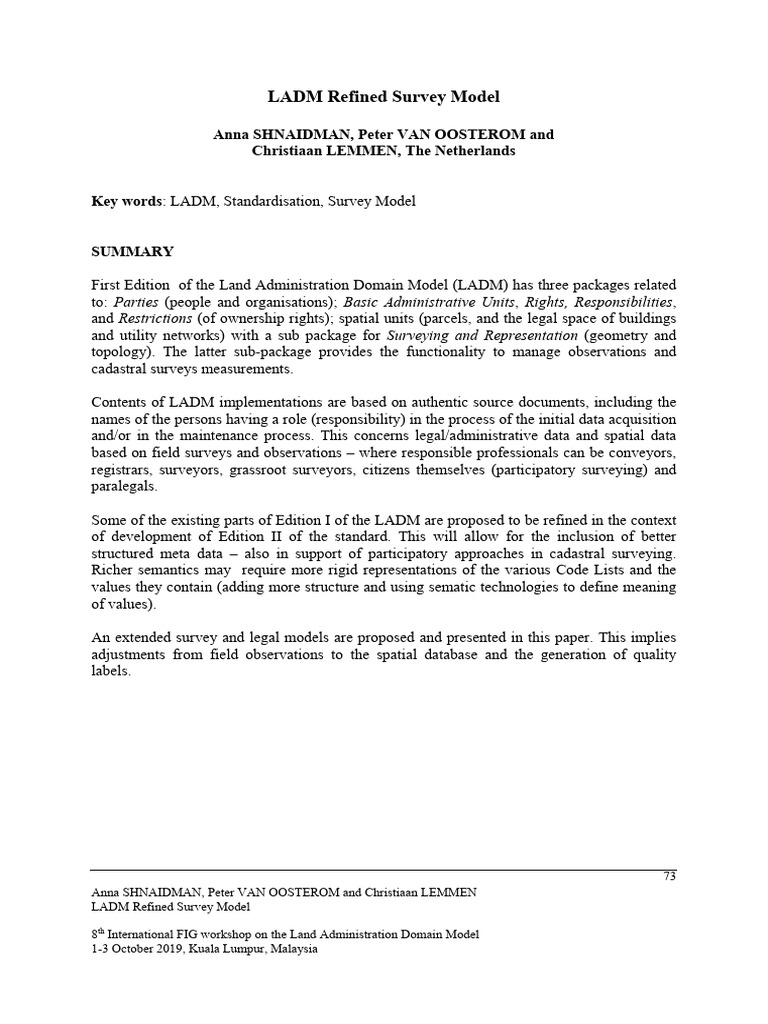 LADM Refined Survey Model | PDF | Surveying | Geographical Technology