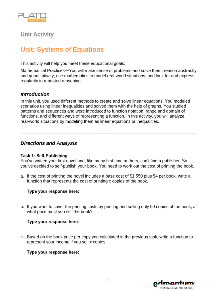 A3 - Systems of Equations - UA | PDF | Honey Bee | Function (Mathematics)