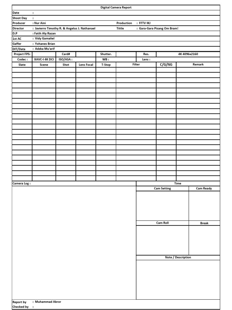 Cam Report Template | PDF