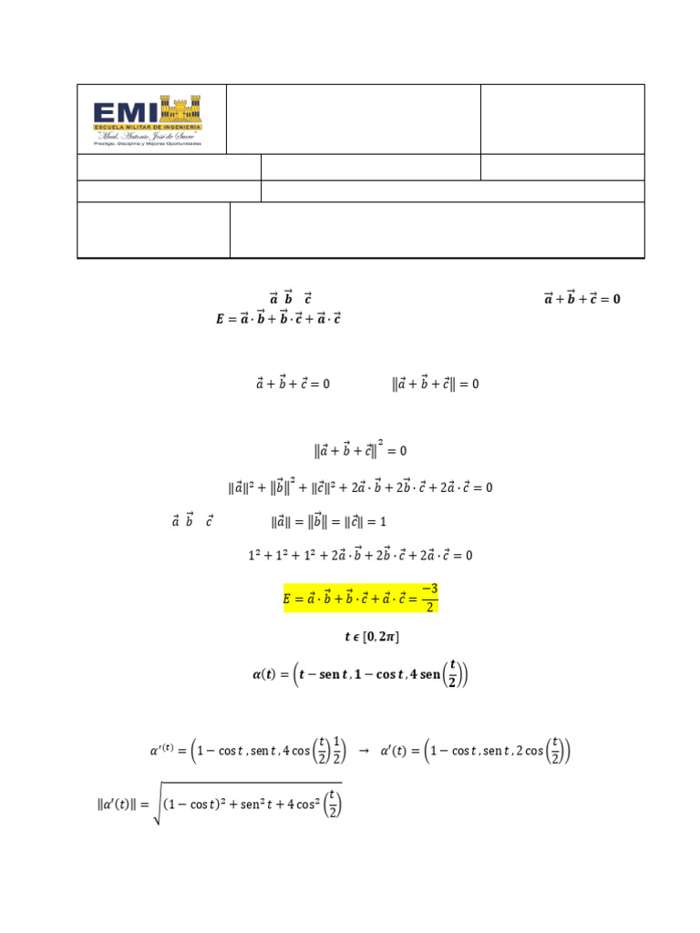 Cálculo 2 Examen Optativo Mosol Uscamayta | PDF | Vector Euclidiano ...