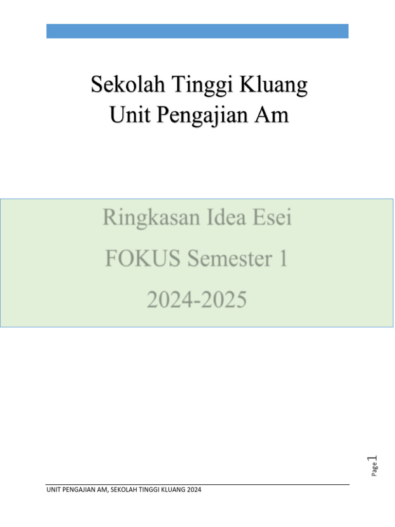 2-Ringkasan Idea Esei Sem 1, 2024-2025 (Ori) | PDF