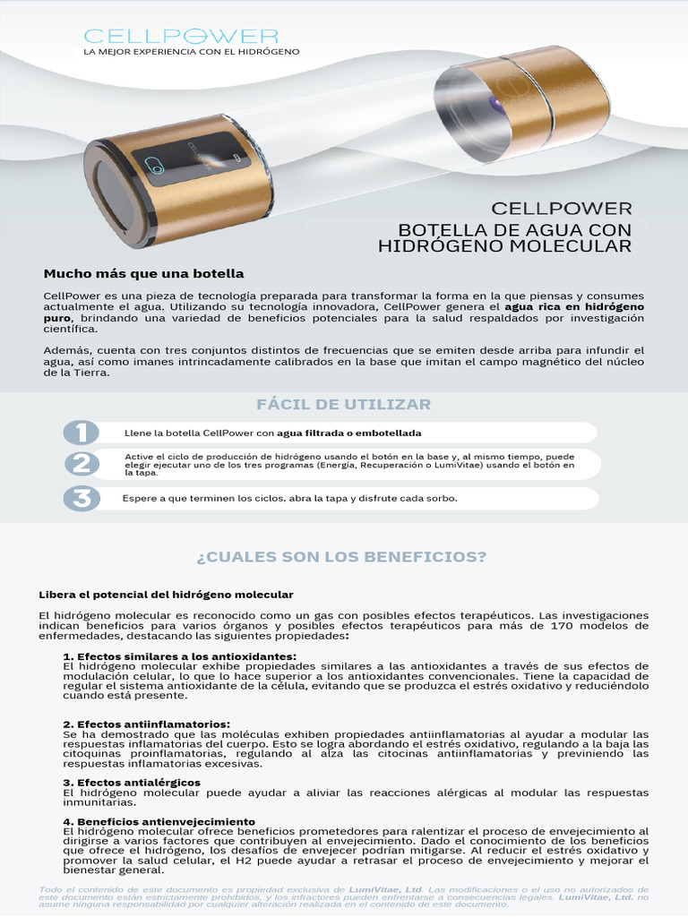caracteristicas-cellpower | PDF | Agua | Hidrógeno