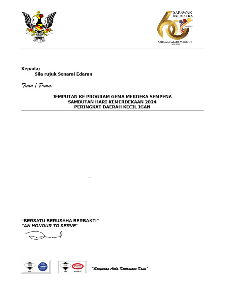 Jemputan Hod Dan KMKK Gema Merdeka | PDF