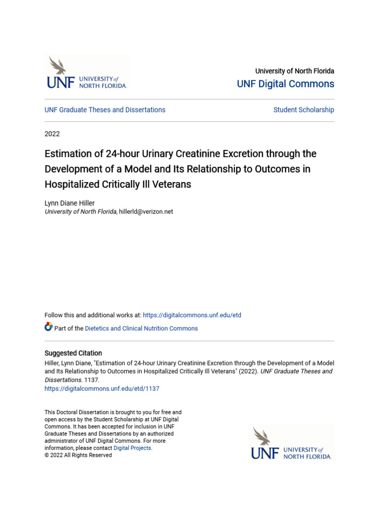 Estimation of 24-hour Urinary Creatinine Excretion through the De | PDF