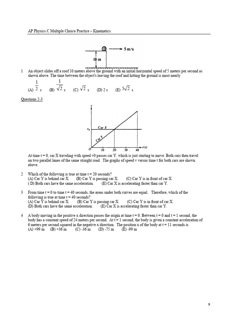 AP C Kinematics Review | PDF | Acceleration | Mechanics