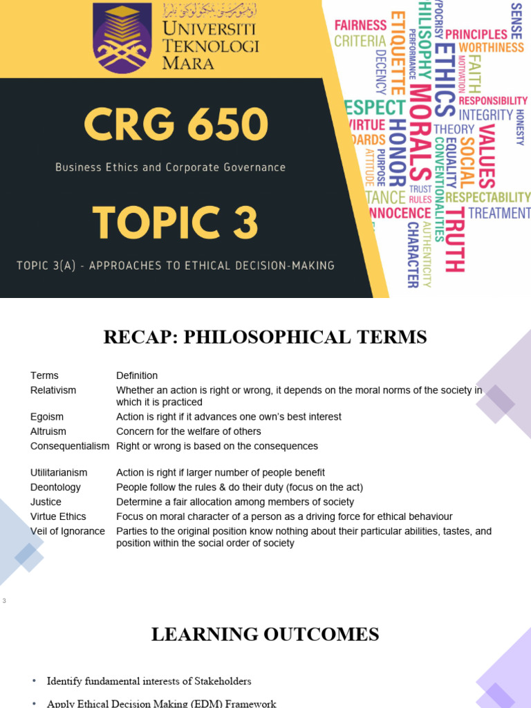 Topic 3a-Approaches To Edm | PDF | Morality | Utilitarianism