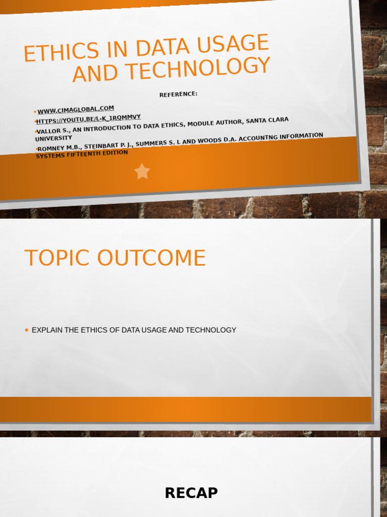 Topic 4B - Ethics On Data Usage and Technology | PDF | Data | Information