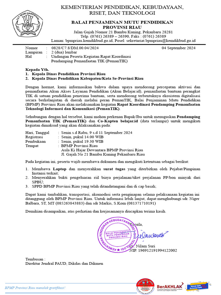 Undangan Rakor PemanTIK Ref-1 | PDF