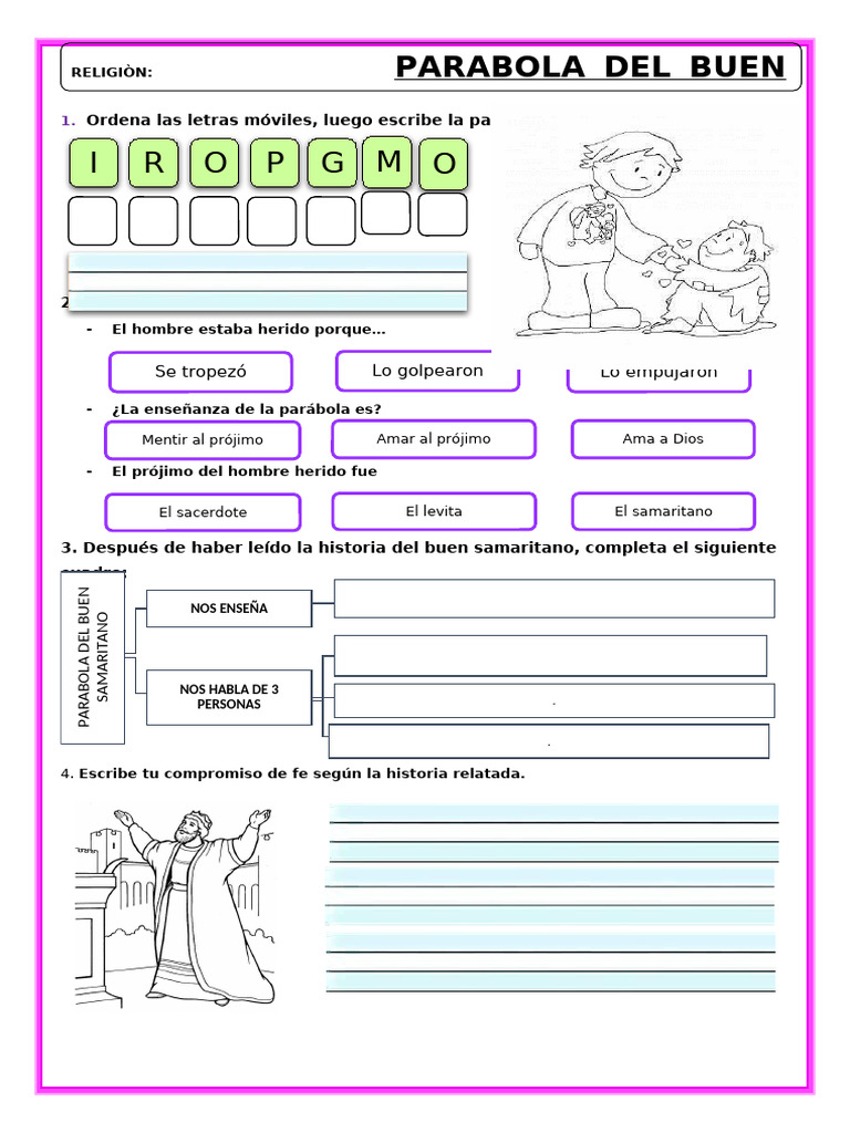 U7 S4 FICHA D2 RELIGION LA PARABOLAD EL BUEN SAMARITANO 998591174 (1) | PDF