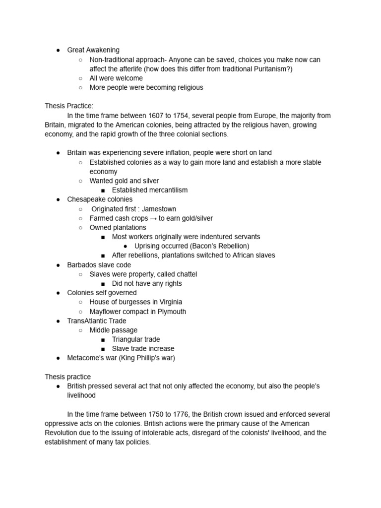 apush | PDF | Thirteen Colonies | Slavery