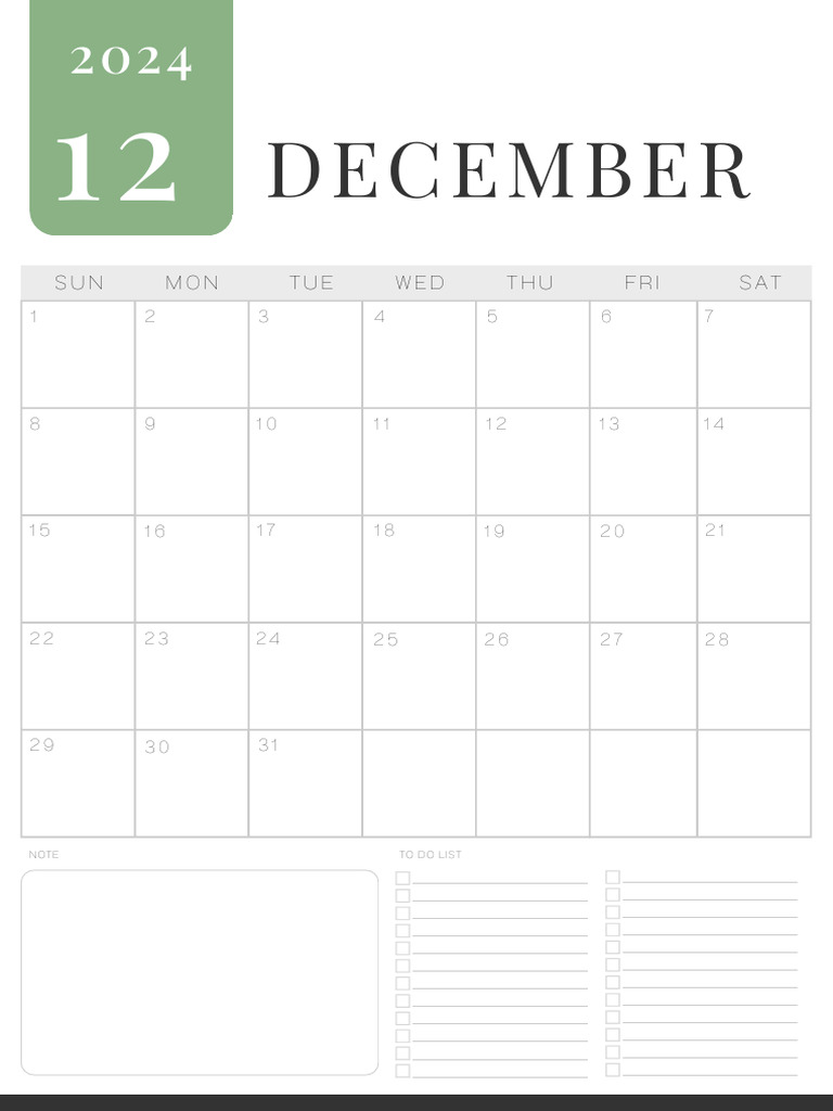 Grey Minimalist December 2024 Calendar Planner A4 Document - 20241217 ...
