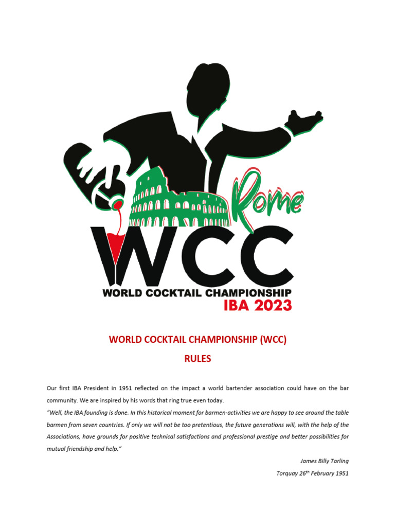 WCC RULES 2023 | PDF | Cocktails | Drink