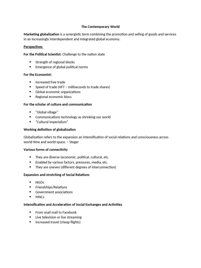 The Contemporary World | PDF