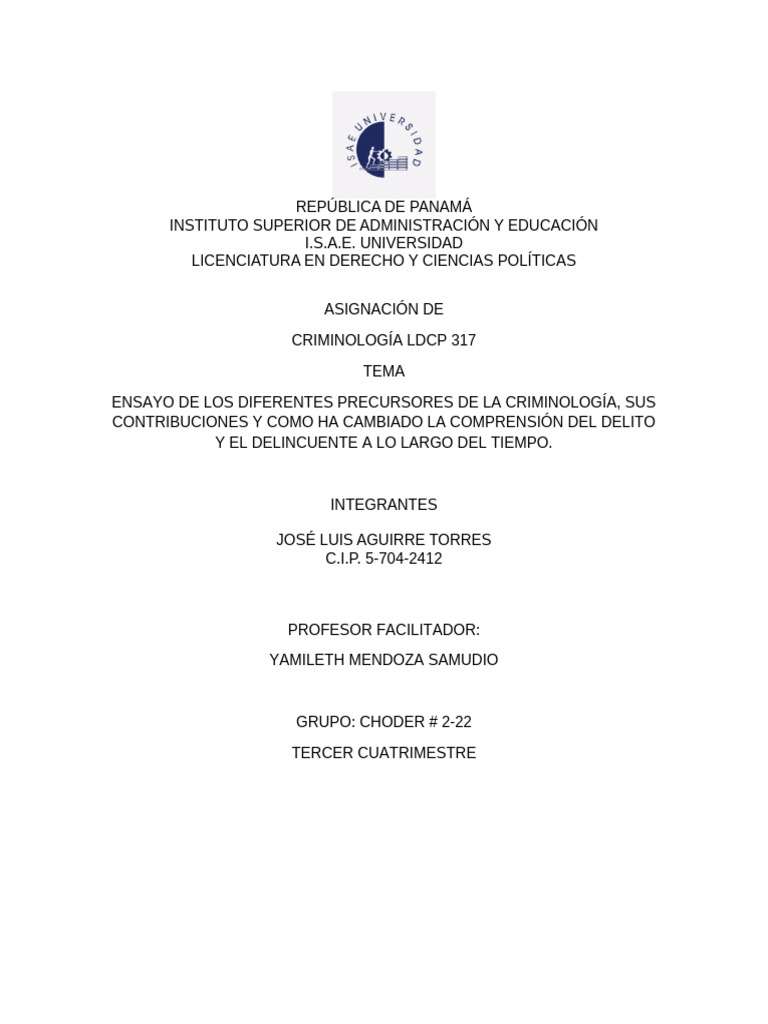 Asig 1 Crimino Ensayo | PDF | Criminología | Crímenes