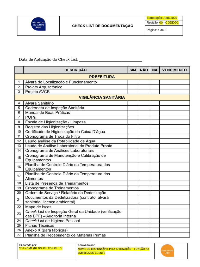 Check List de Documentação_NMT.doc | PDF Check List de Documentação_NMT.doc | PDF