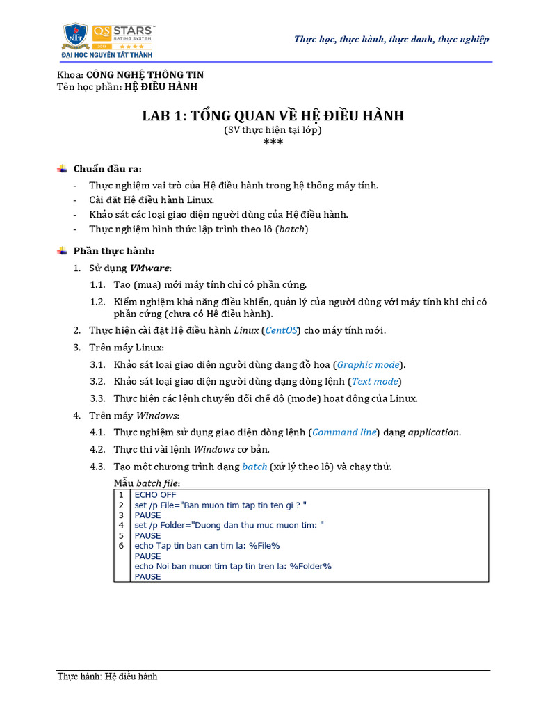 Lab 1-Tong Quan Ve HDH | PDF