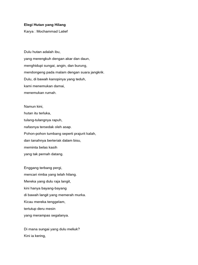 Elegi Hutan Yang Hilang - PUISI 2 M.Latief | PDF