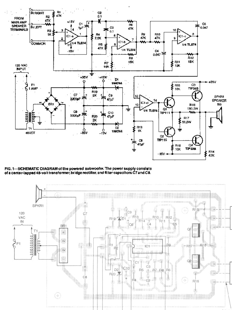 Subwoofer Amplifier-Crossover Board (Schematic) Diagrams | PDF