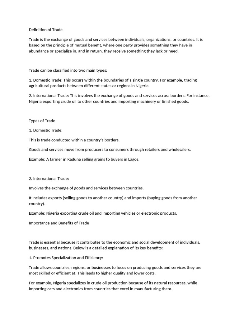 Definition of Trade Presentation | PDF | Trade | Exports