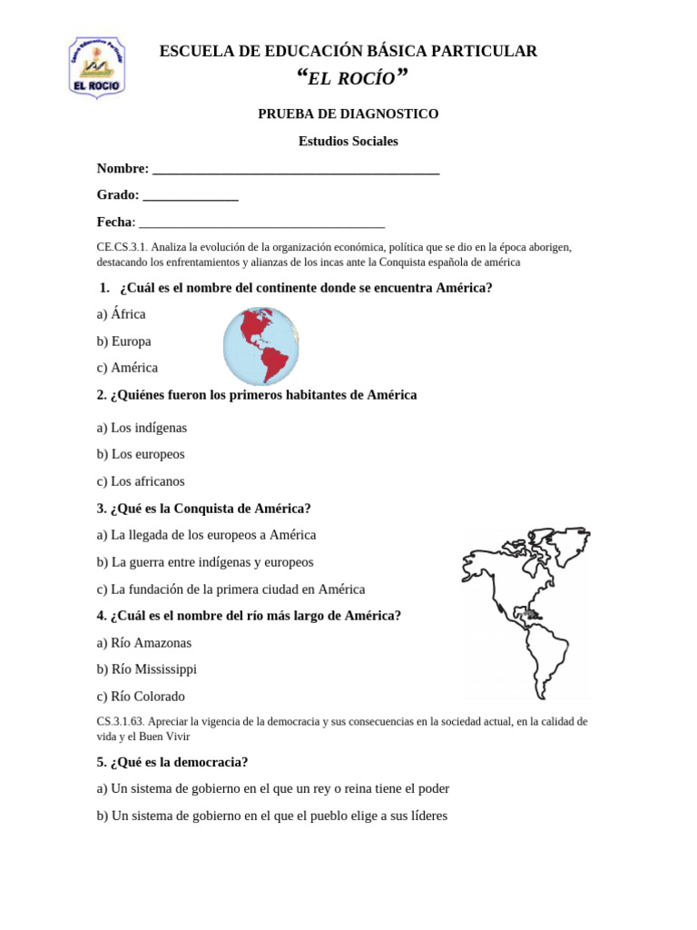 Examen de Diagnostico EESS | PDF | Américas | Europa