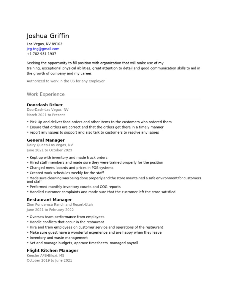 Joshua-Griffin-Resume | PDF | Inventory