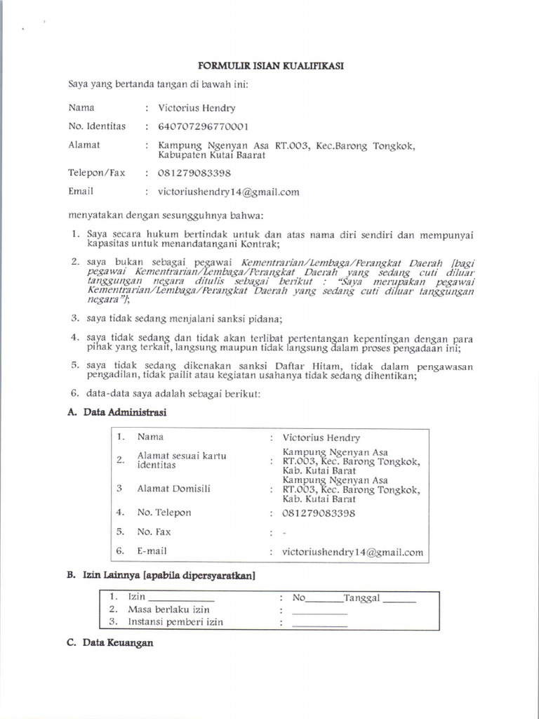 Formulir Isian TA GIS | PDF