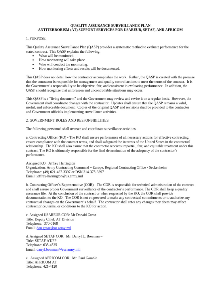 QASP | PDF | Surveillance