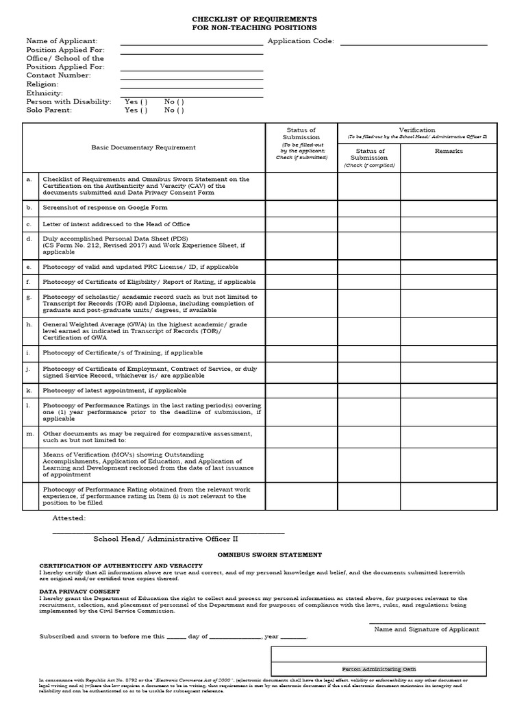 annex-c_checklist-of-requirements-and-omnibus-sworn-statement_ntp | PDF