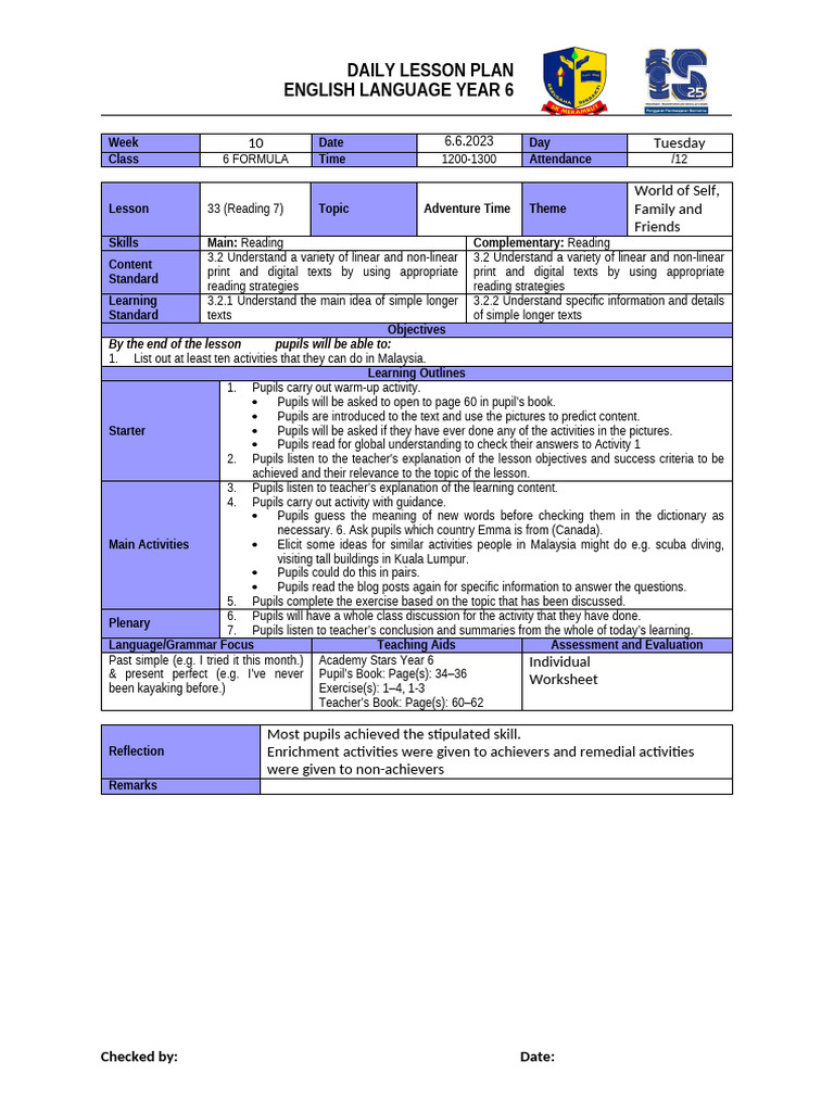 Year 6 English Lesson Plans: Adventure Time | PDF | Lesson Plan | Teachers
