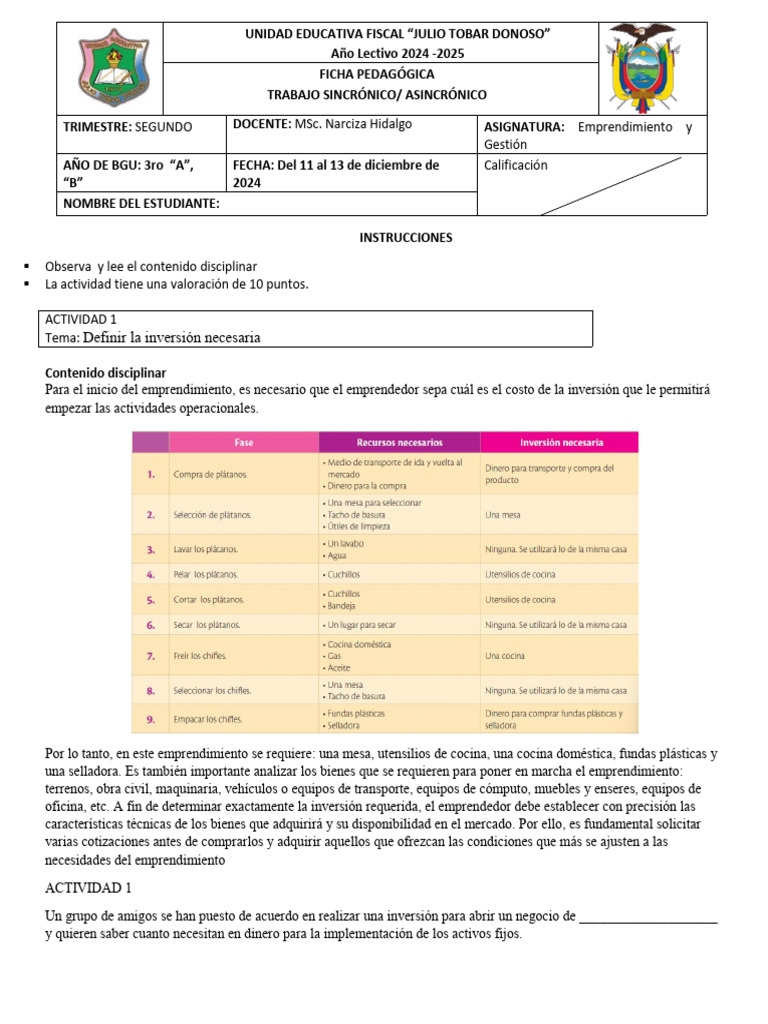 Ficha pedagogica de 3ro semana 11 al 13 | PDF
