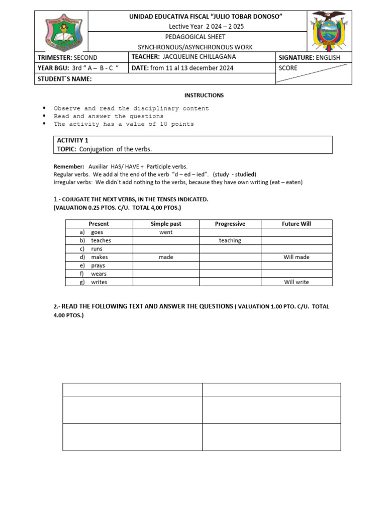 Fich Pedagog 11 Al 24 Dic 2024 3rd-1 | PDF | Grammar | Linguistic Morphology