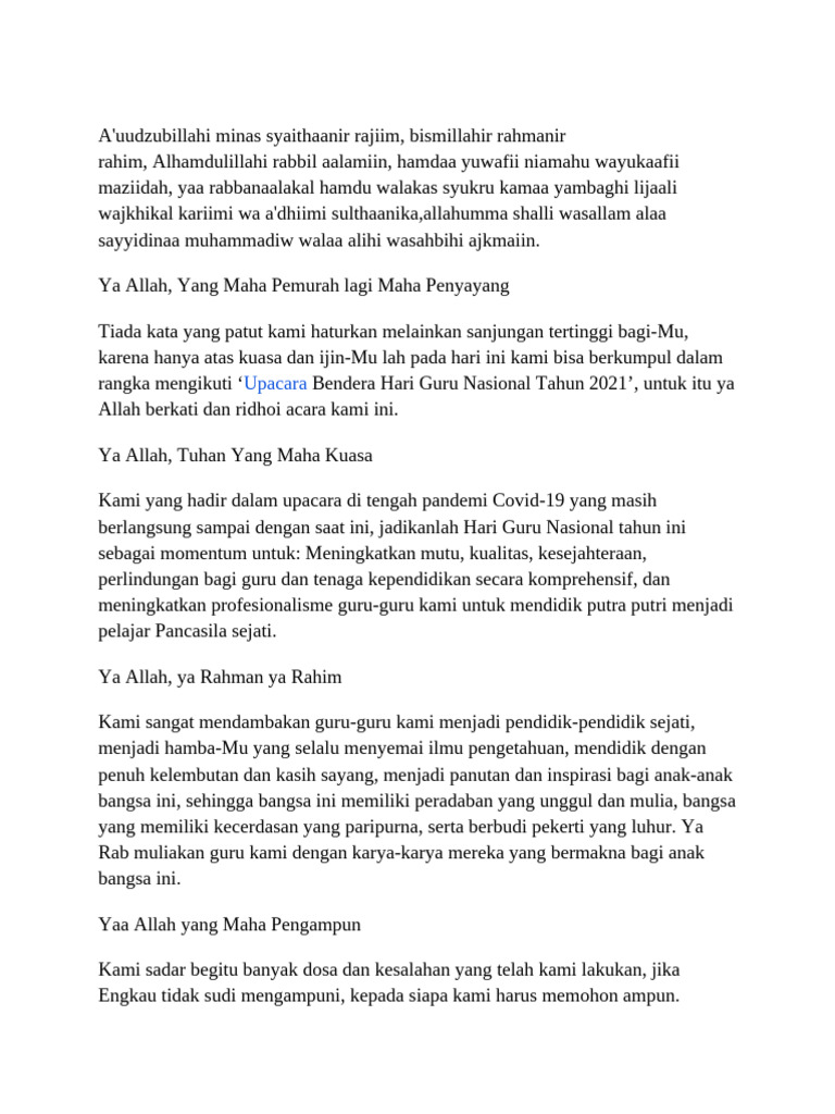 Doa Hut Pgri Dan HGN | PDF