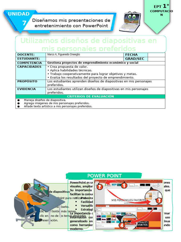 FICHA DE ACTIVIDAD EPT 1°-SEMANA 2 (1) | PDF | Microsoft PowerPoint | Cognición