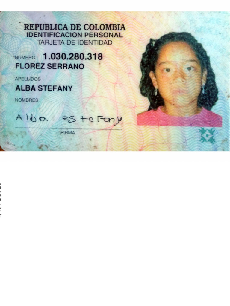 Tarjeta Identidad Stefany | PDF