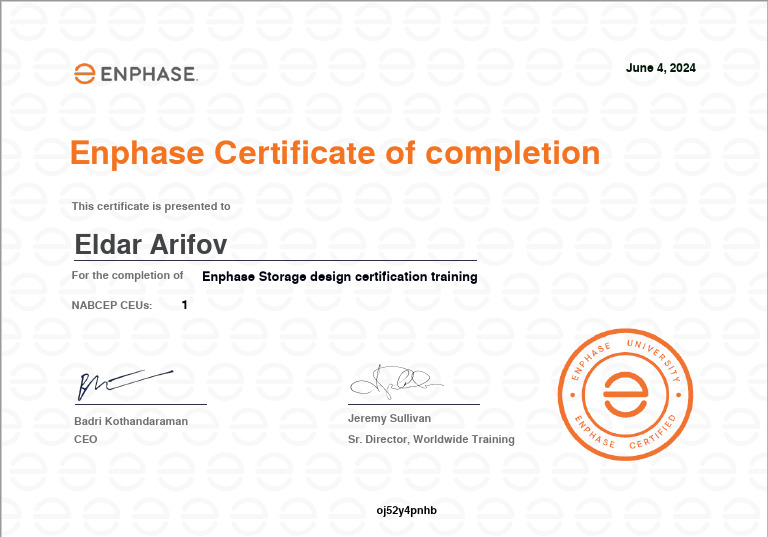 Enphase Storage Design Training Certificate | PDF