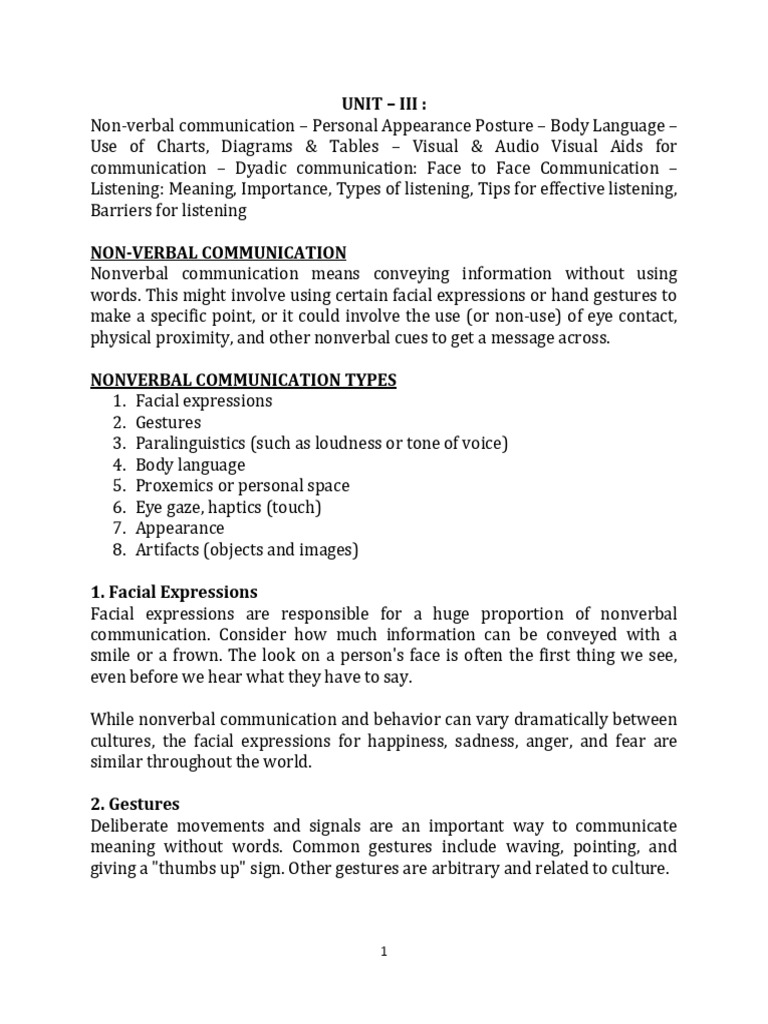 Unit Iii (Managerial Communication) | PDF | Nonverbal Communication ...