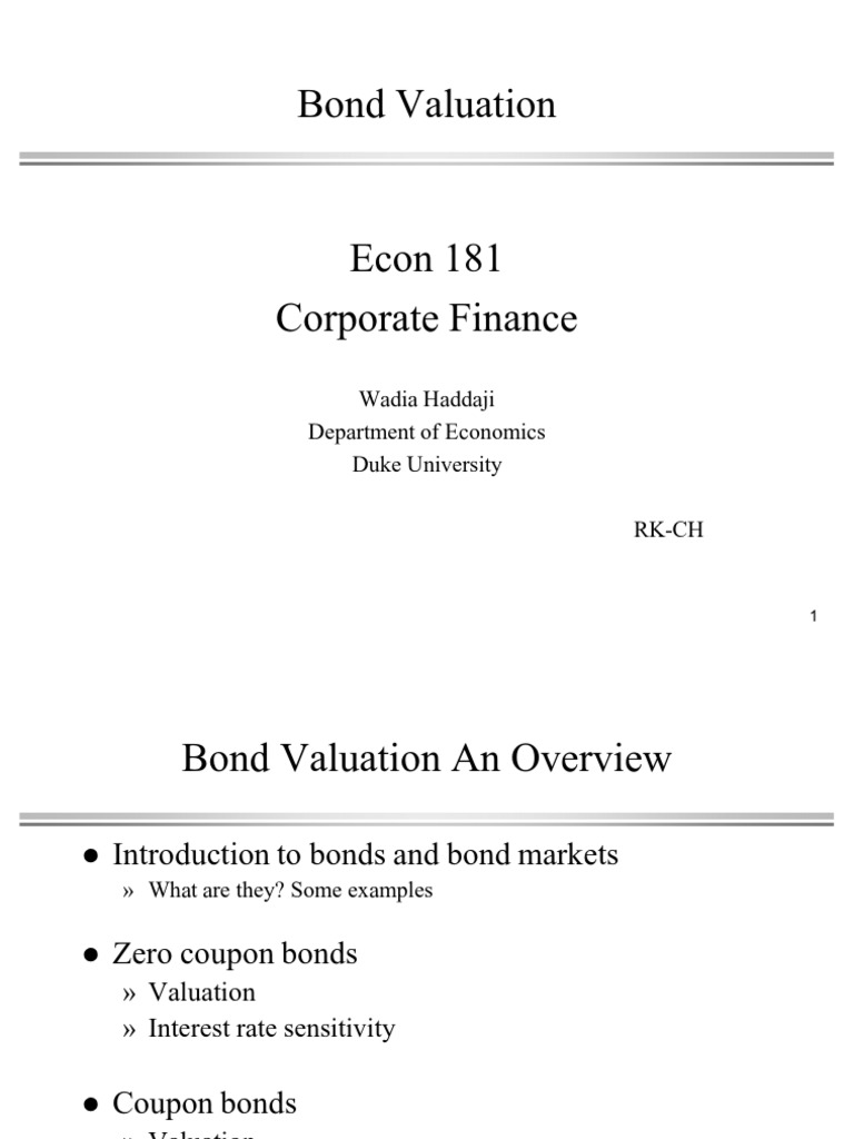 Lecture 0 Bond Valuation | PDF | Bond Duration | Bonds (Finance)
