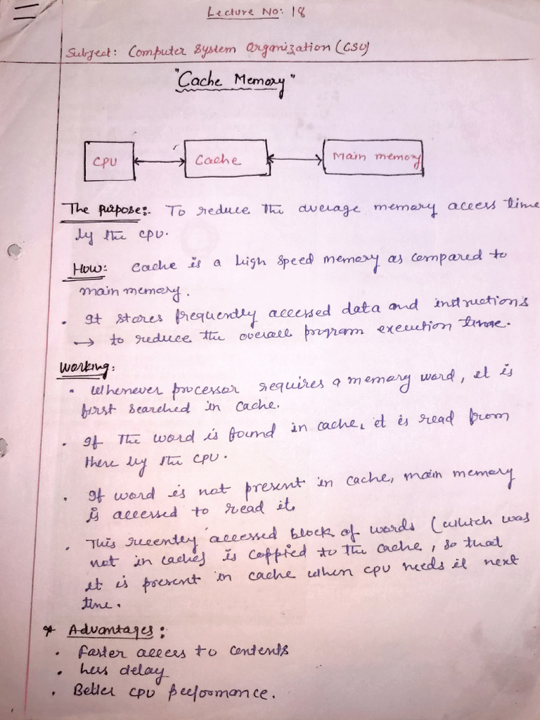 CSO Unit 4 Memory Organization | PDF