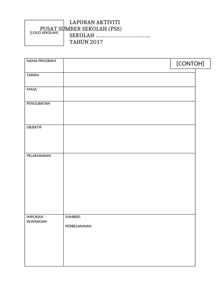 Contoh Laporan Aktiviti PSS | PDF
