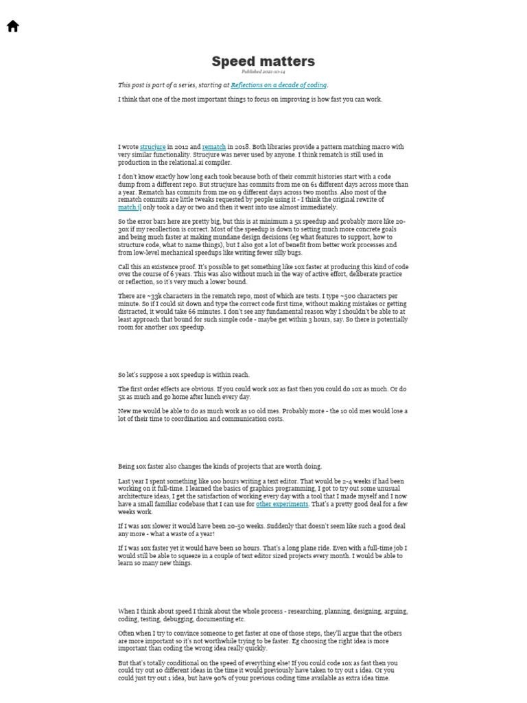 Speed matters | PDF | Computer Programming | Debugging