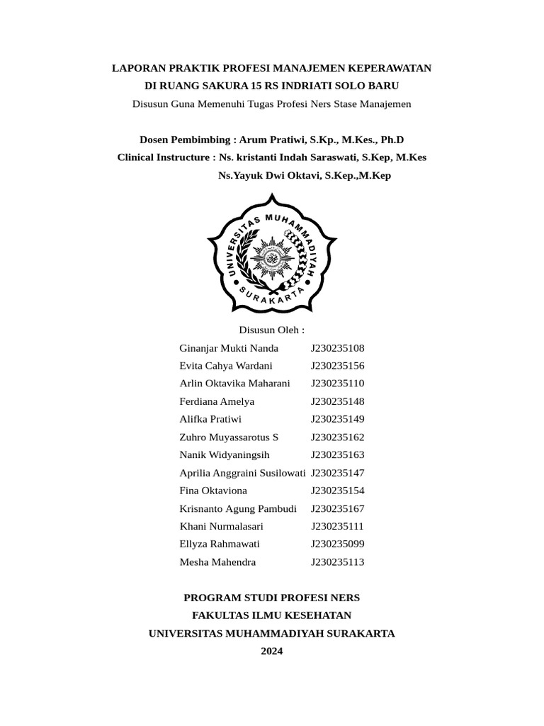 LAPORAN MANAJEMEN KEPERAWATAN | PDF
