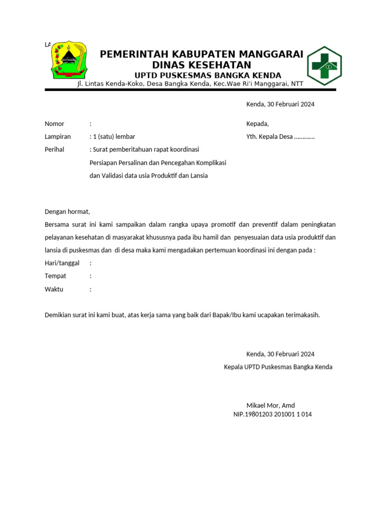 Surat Rakor P4K | PDF